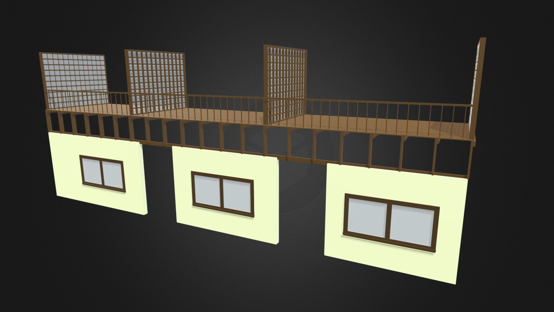 Varanda em madeira serrada - 3D model by | ECOENGS | (@ecoengs ...