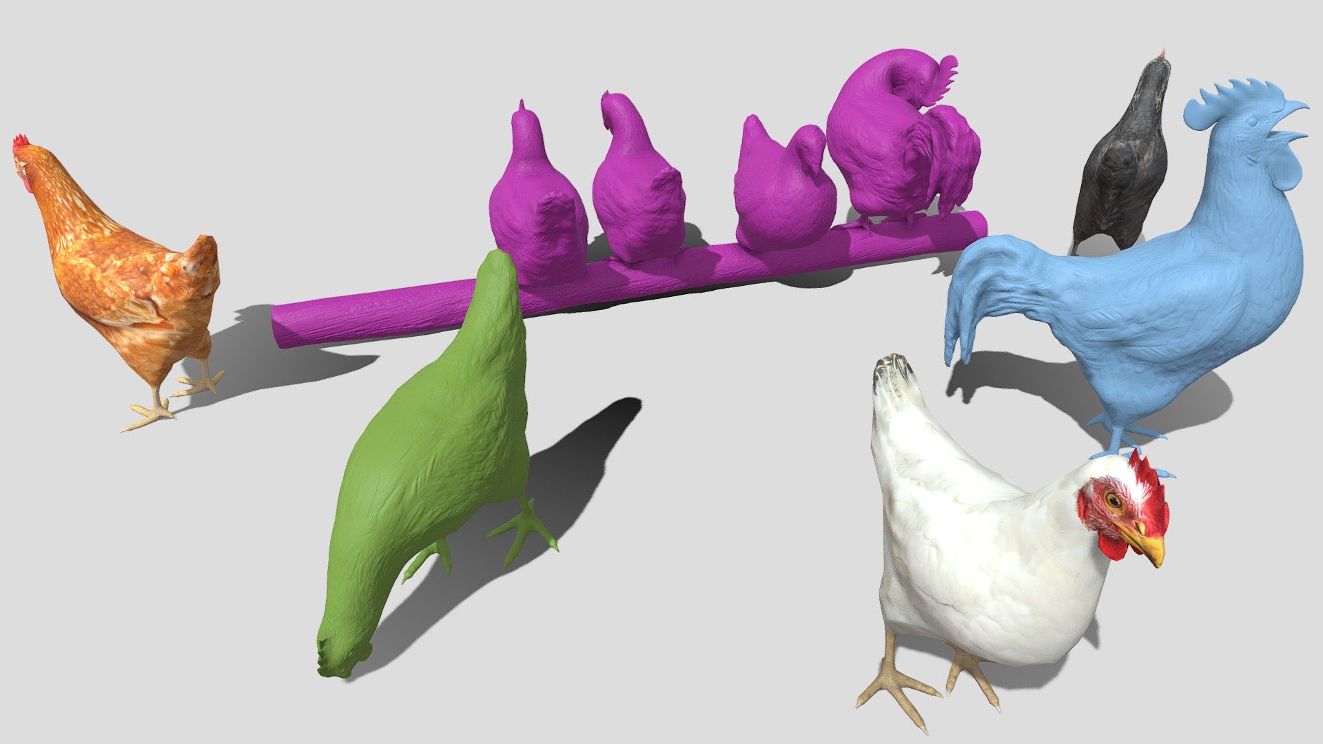Chickens low poly and for 3d printing - Buy Royalty Free 3D model by ...