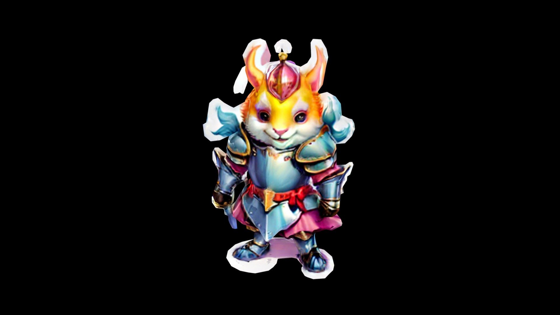 A cartoon rabbit wearing a colorful knights armo - Download Free 3D ...