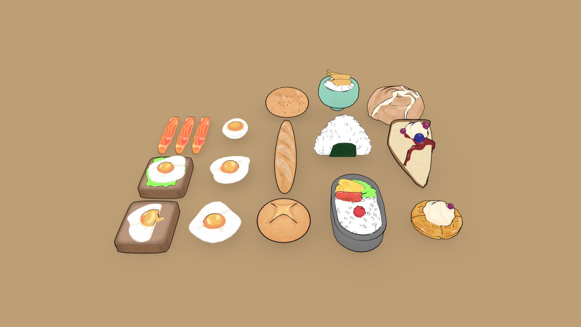 Cartoon Foods Pack - 3D model by dharia ꕤ (@dharia.) [6452740] - Sketchfab