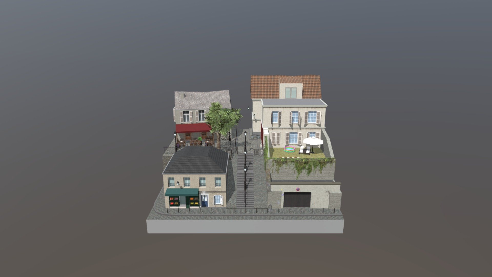 Cityscene Montmartre - 3D model by kaydeestaes [64555c7] - Sketchfab