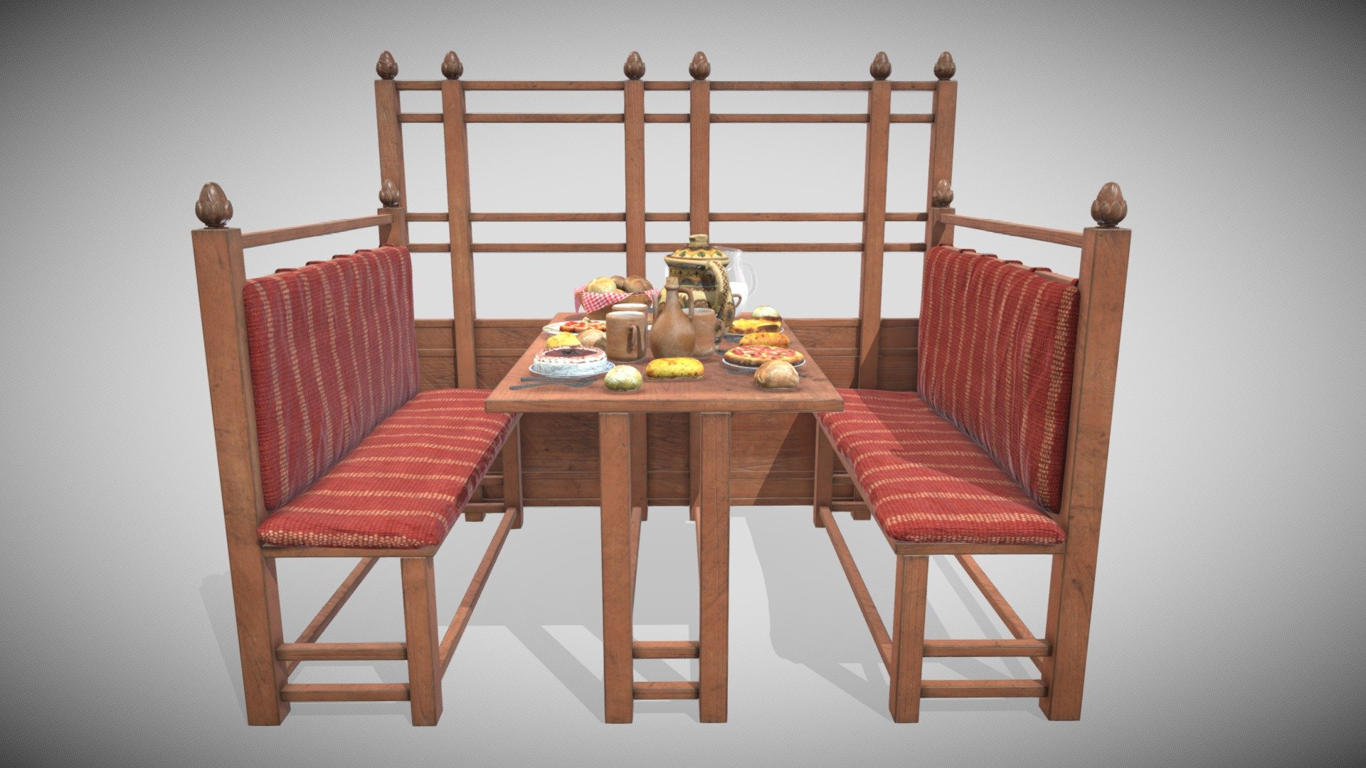 Restaurant_Bench_Table_Apparecchiato - Buy Royalty Free 3D model by ...