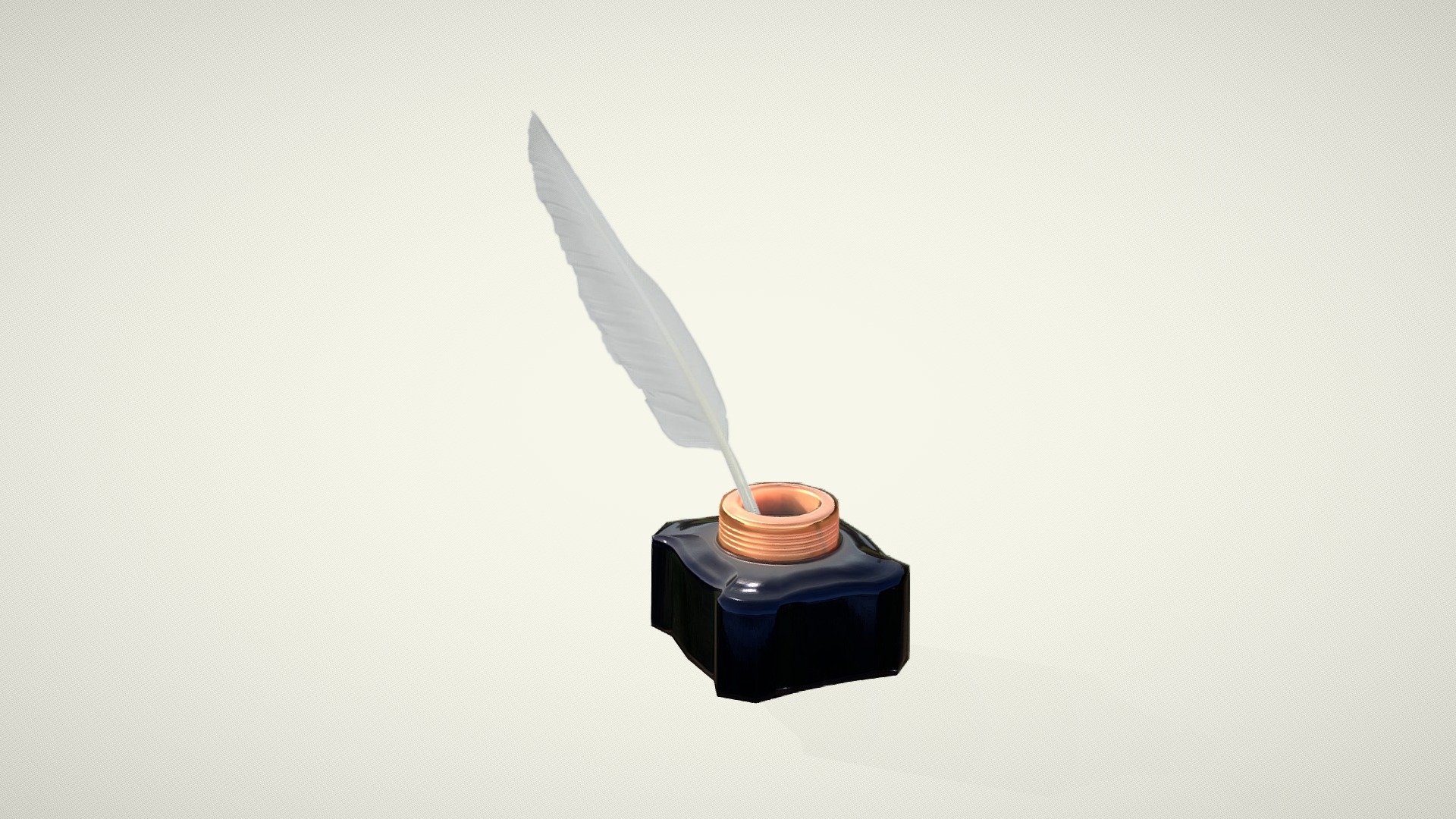 Inkwell glass with quill pen Victorian style - Download Free 3D model ...