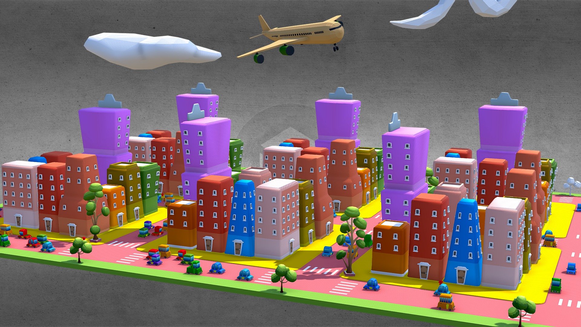 Simple City Cartoon 2 - Buy Royalty Free 3D model by CGmano (@Mohamed ...