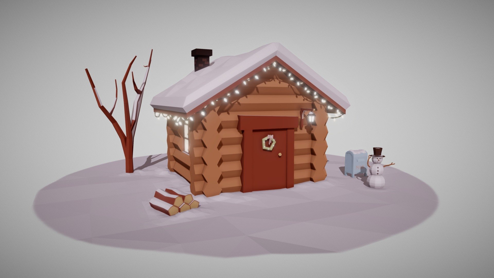 Winter scene - 3D model by Ekaterina (@kattynote) [6499b24] - Sketchfab