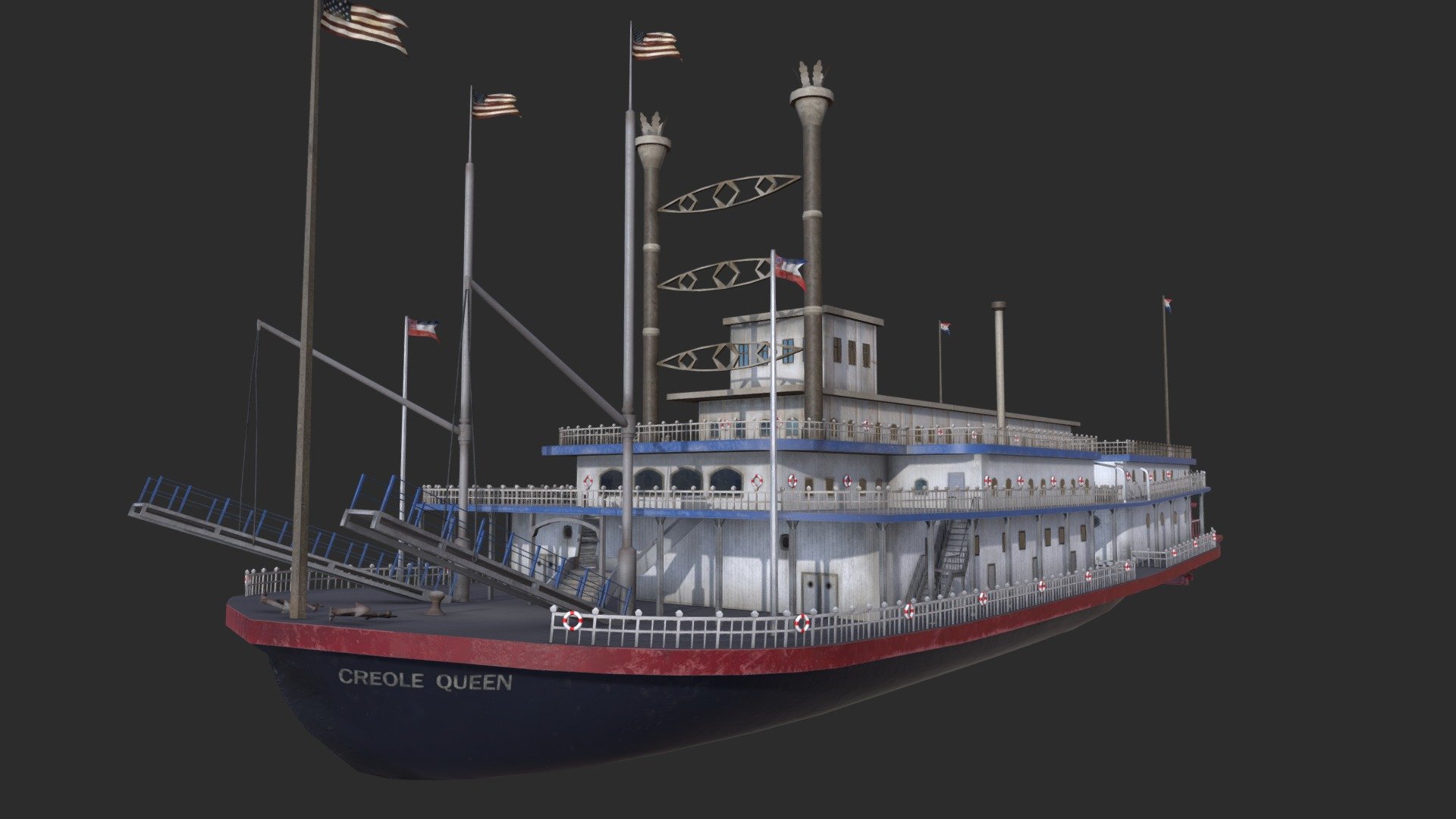 Steamboat Creaole Queen / Natchez - Buy Royalty Free 3D model by ...