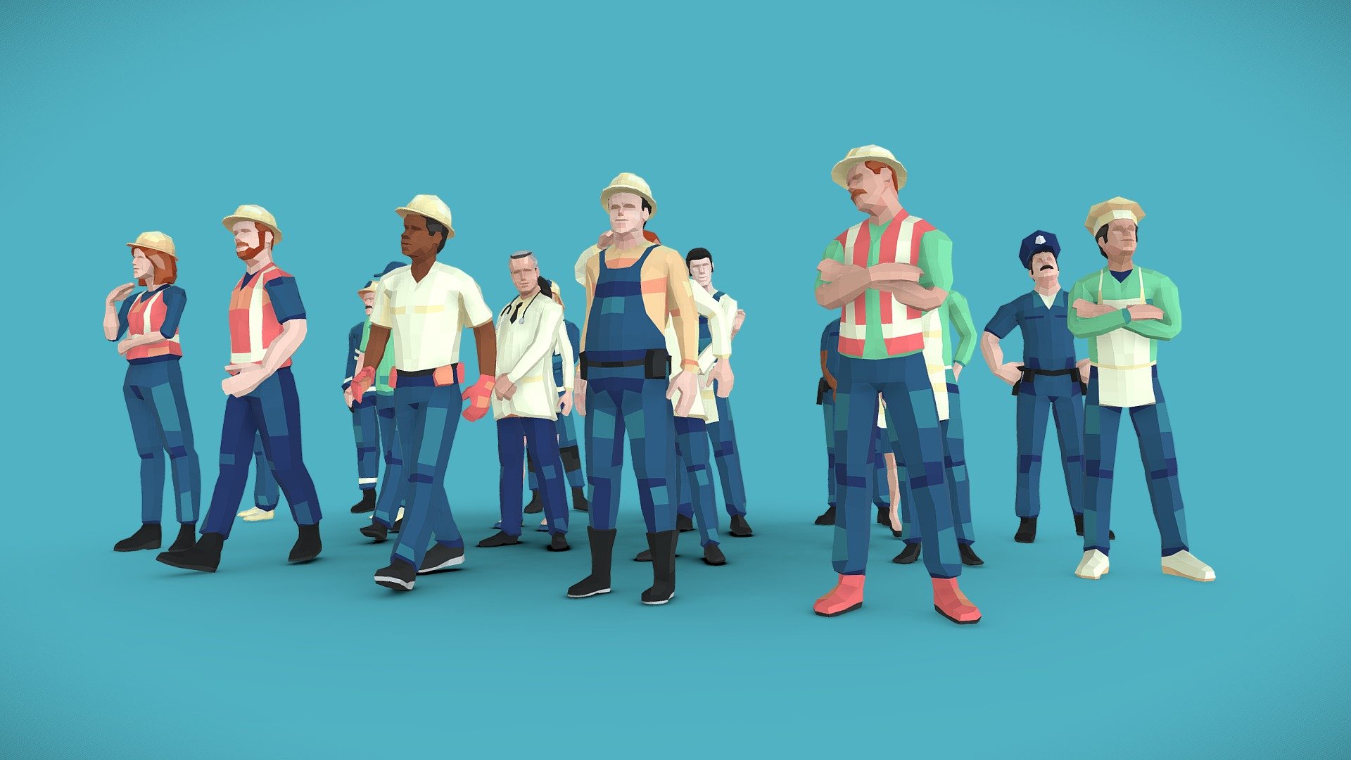 Low Poly 3D Professional People Rigged Pack - Buy Royalty Free 3D model ...