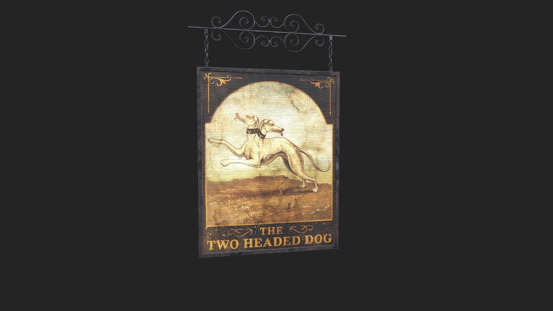 Hanging Sign-Two Headed Dog - 3D model by fluidvoxel [64ae2d5] - Sketchfab