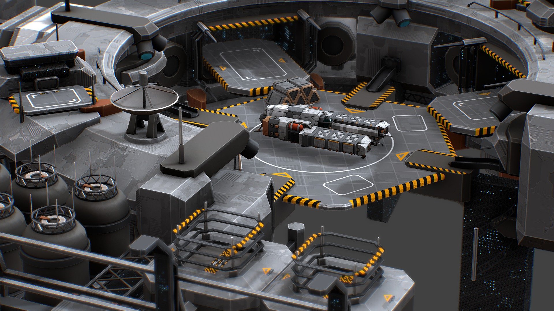 Circular Sci-Fi space station - 3D model by AMINT (@amint3D) [64b304b ...