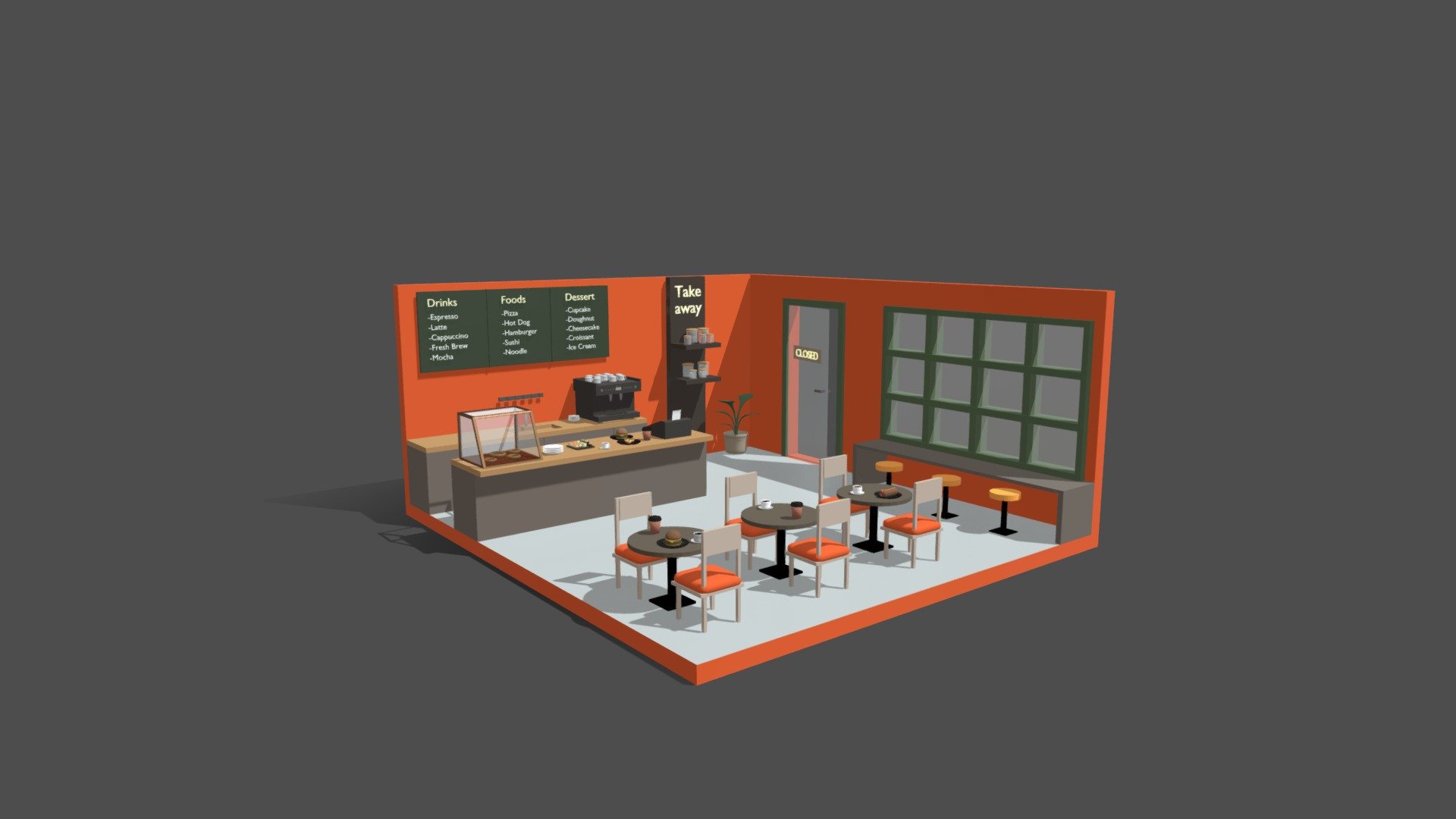 3D Cafe Model - 3D model by Hilalshi [64b96ca] - Sketchfab