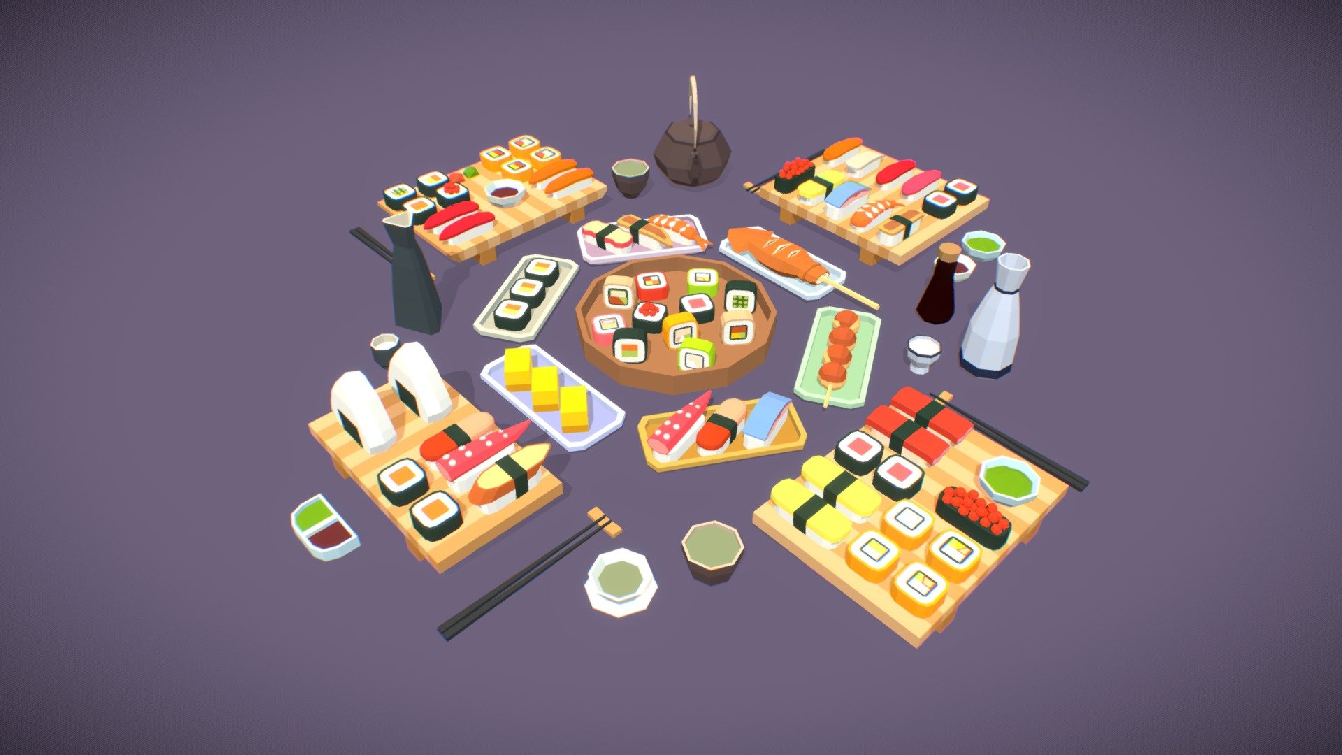 Low-Poly Sushi Set - 3D model by Mumifier Studio (@Mumifier-Studio ...