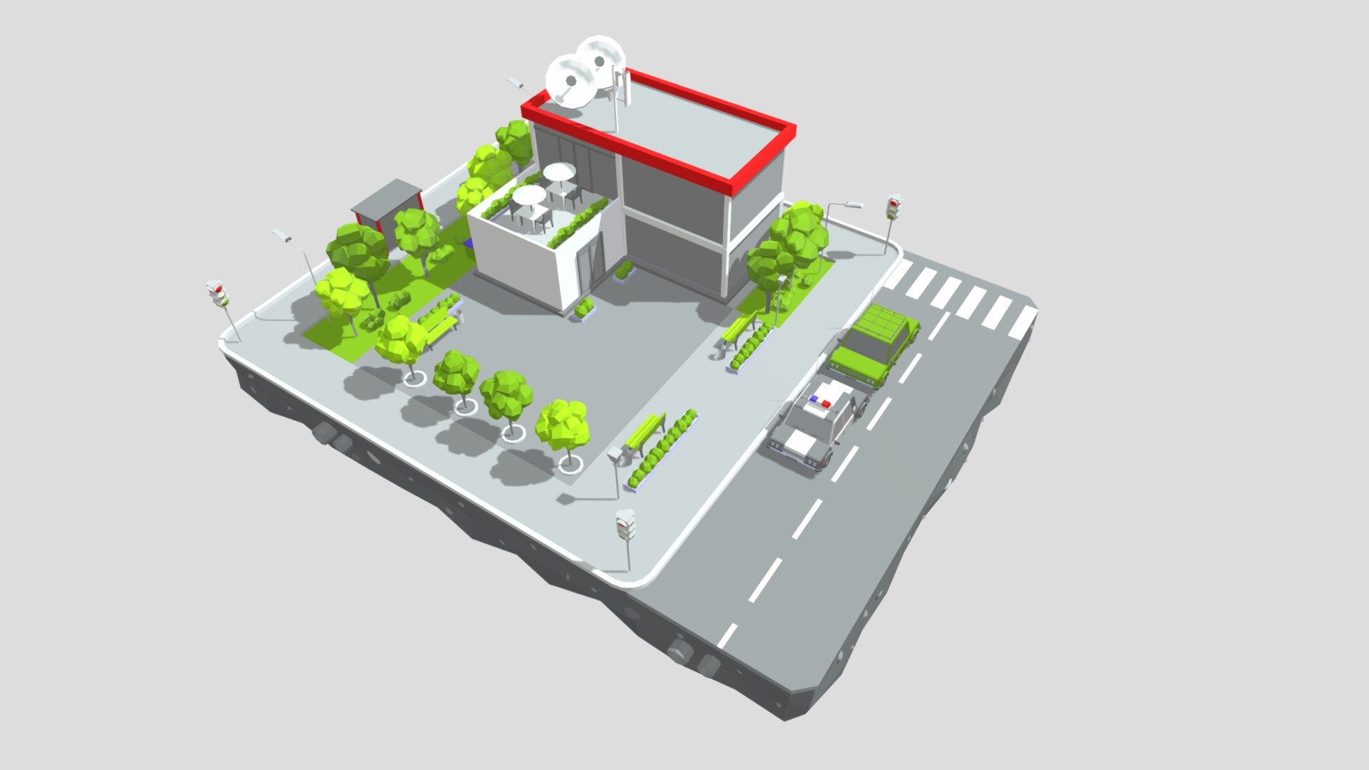 Police Station Block from Cartoon Low Poly City - Buy Royalty Free 3D ...