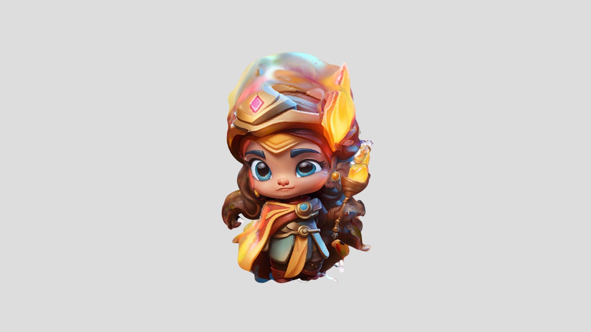 Cute Chibi Warrior Girl A chibi-style illust - Download Free 3D model ...