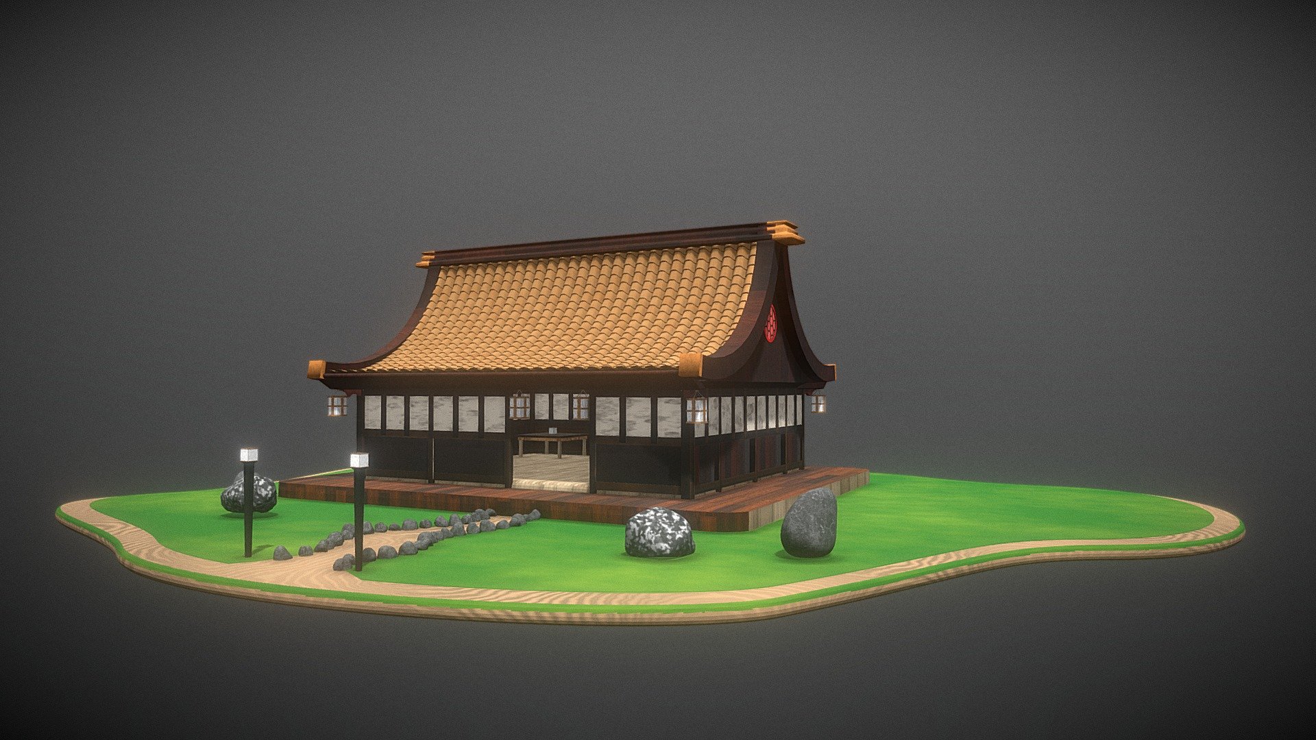 Traditional Japanese house, tea house or dojo - 3D model by martiangold ...