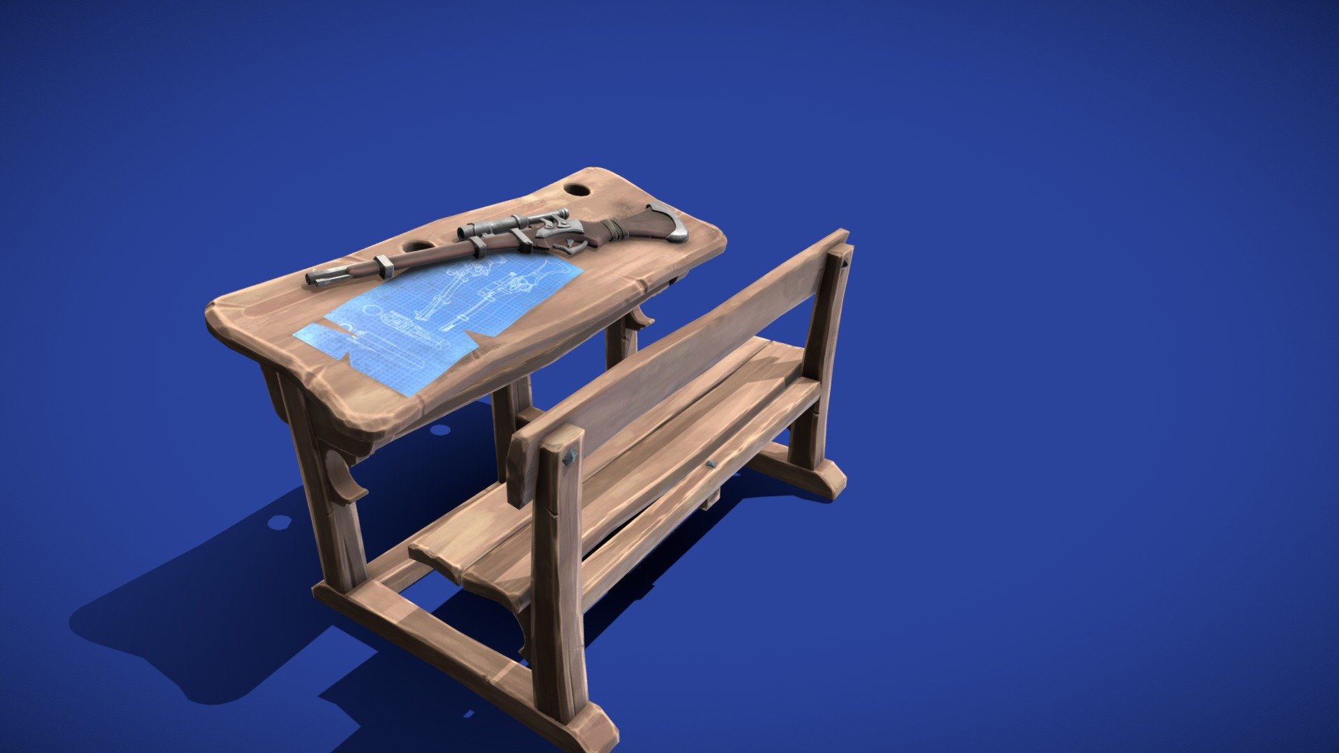 Stylized Desk - 3D model by clement.cimbaro [6501f57] - Sketchfab
