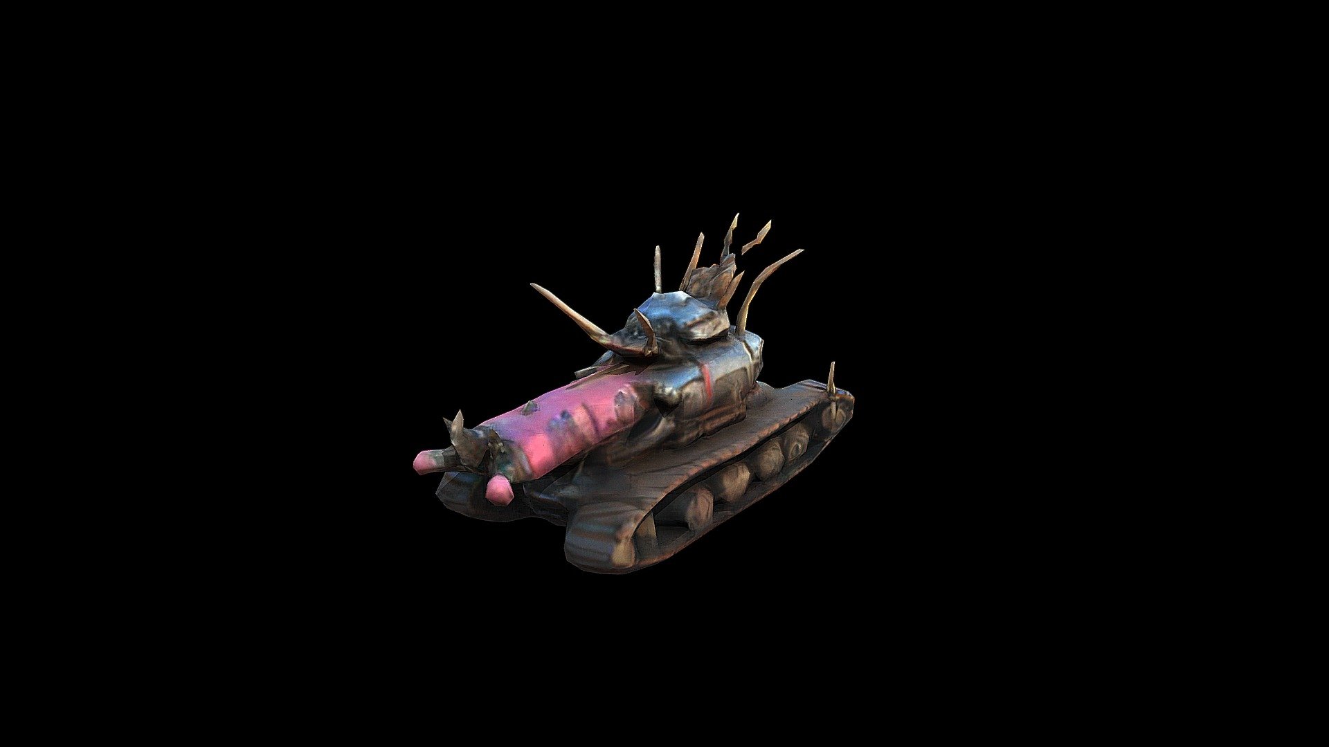 a tank with a pink rocket attached to it - Download Free 3D model by ...