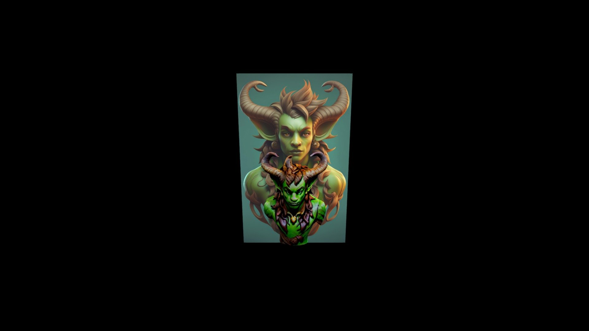 "Bust of a Green Horned Man" A portrait of a - Download Free 3D model ...