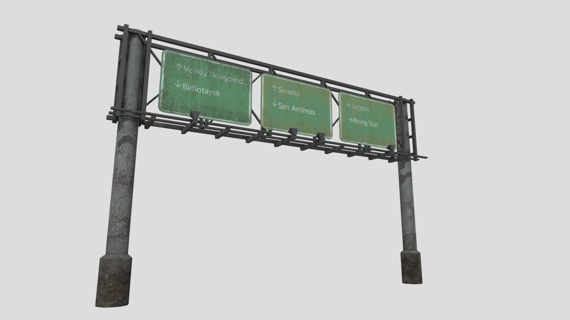 Metal road billboard single sided - Download Free 3D model by Frice ...
