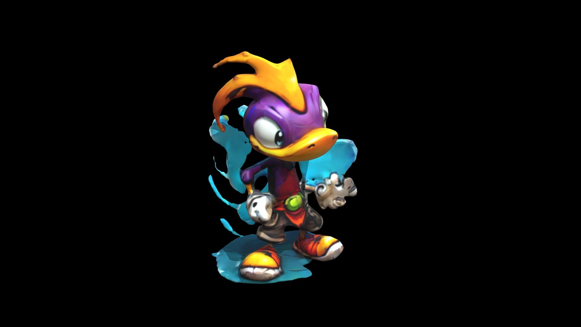 A flamboyant cartoonish character wearing a purp - Download Free 3D ...