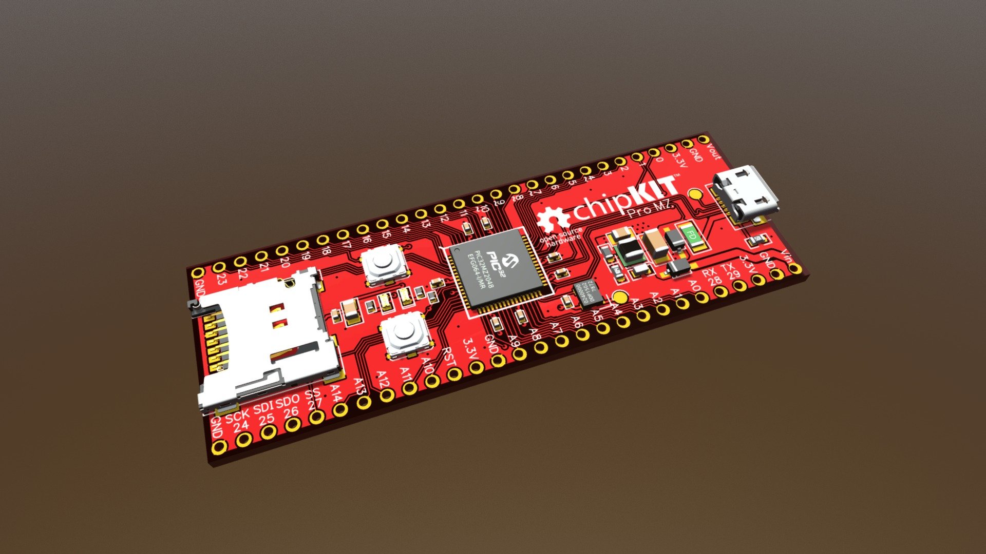 chipKIT Pro MZ - 3D model by Majenko Technologies (@majenko) [654770e] - Sketchfab