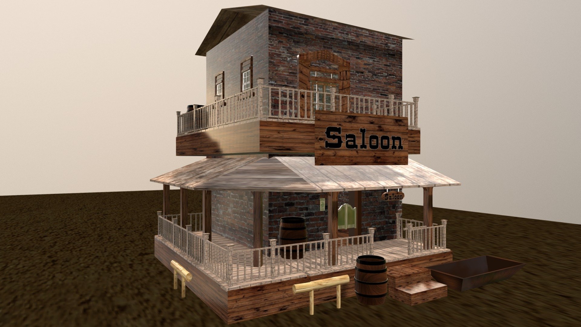 Saloon Wild West - 3D model by Tiago (@tiagohd102) [654b4d5] - Sketchfab