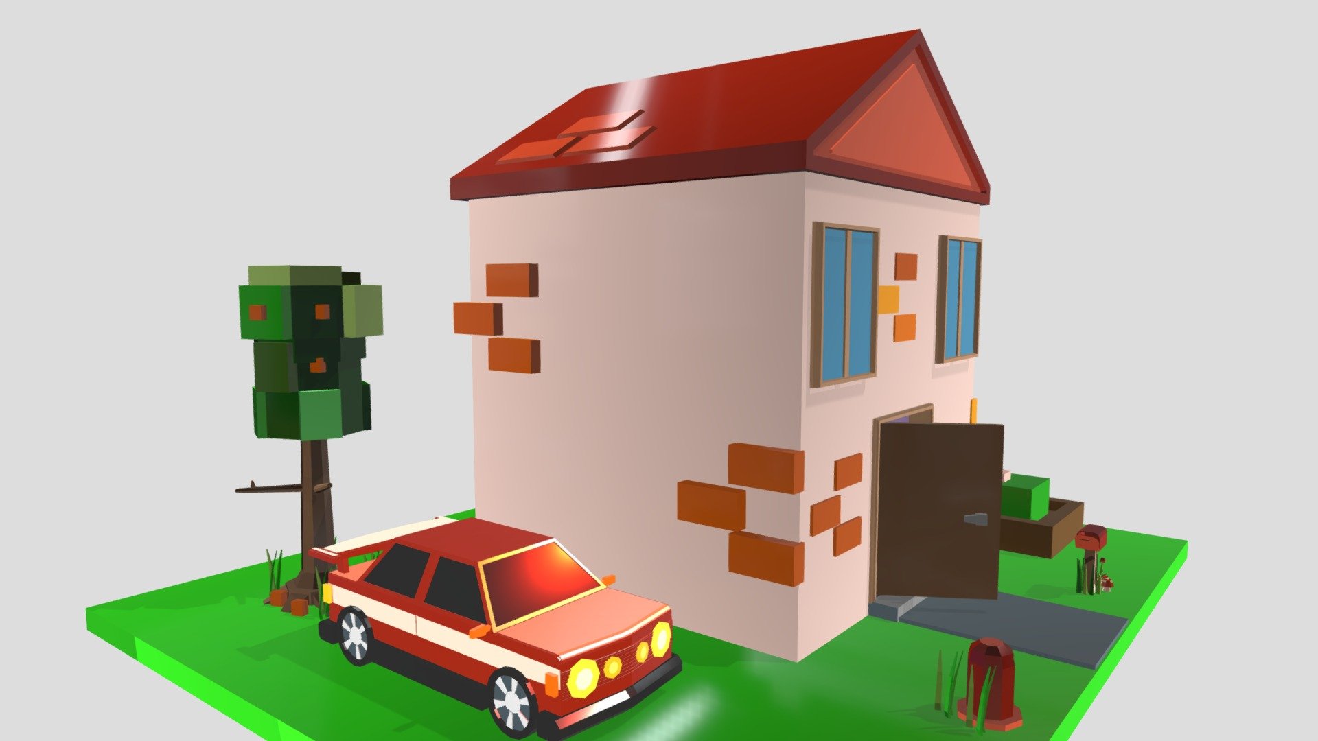 Lowpoly simple but powerful house - 3D model by KOMTOON [654bd96 ...