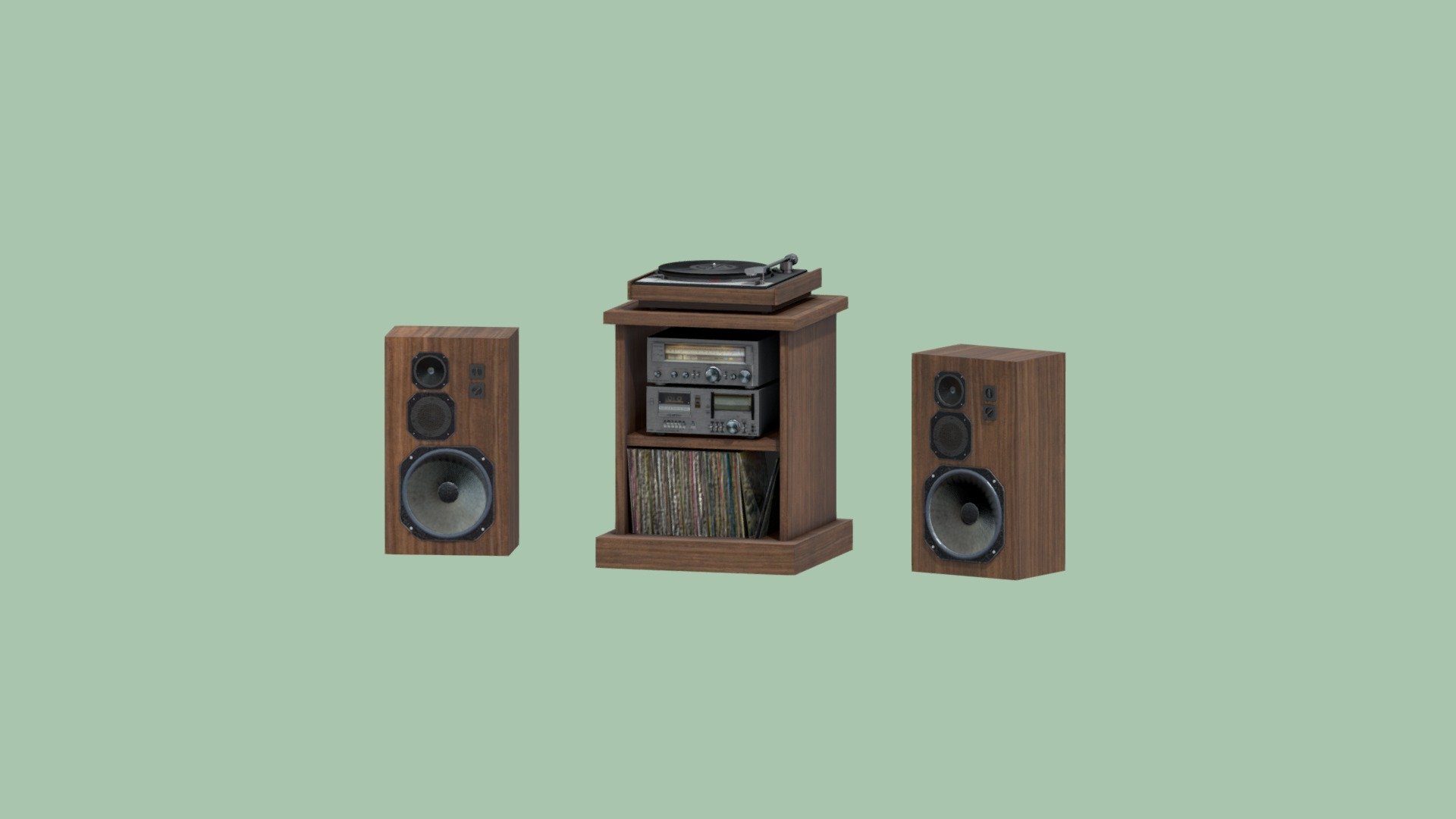 vintage_stereo_hi-fi_stack_w_speakers - Download Free 3D model by ...