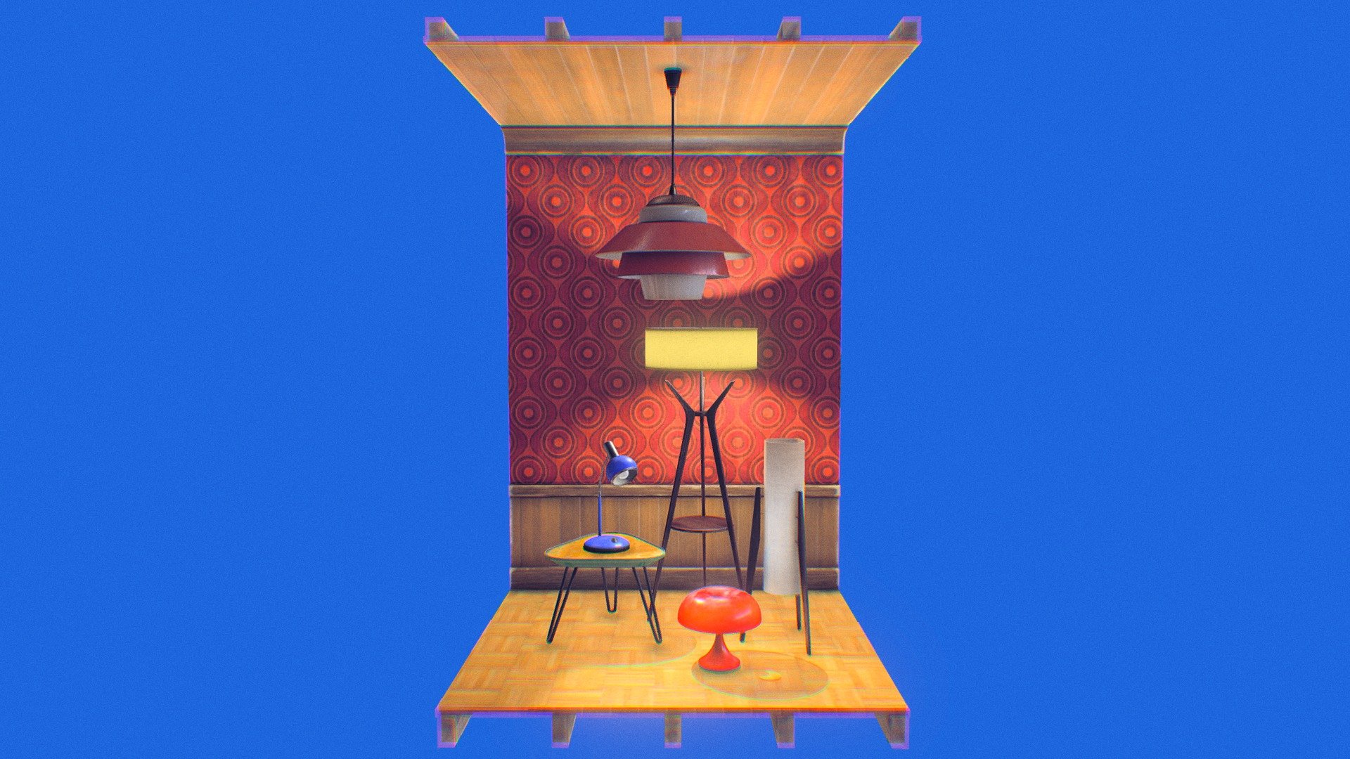 Mid-Century Lighting Collection - Buy Royalty Free 3D model by ...