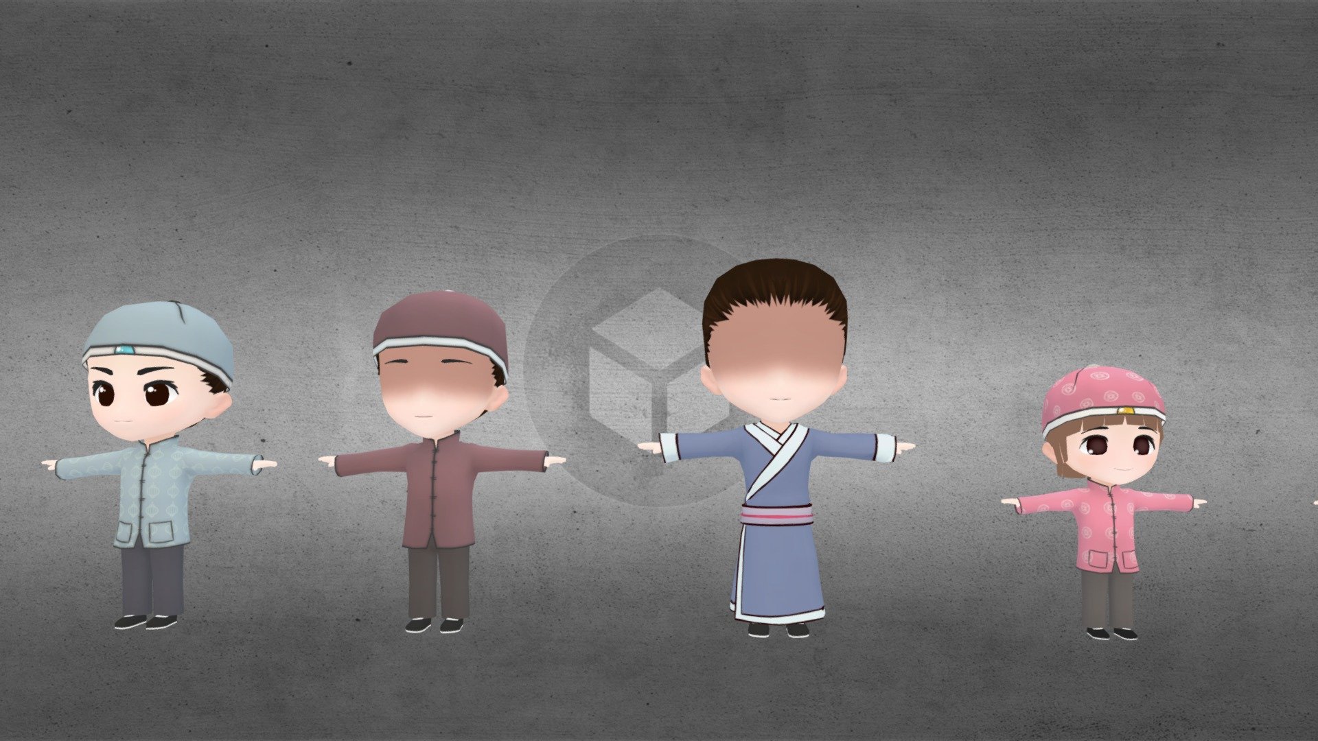 GameReady Ancient Chinese Characters Set 1 - Buy Royalty Free 3D model ...