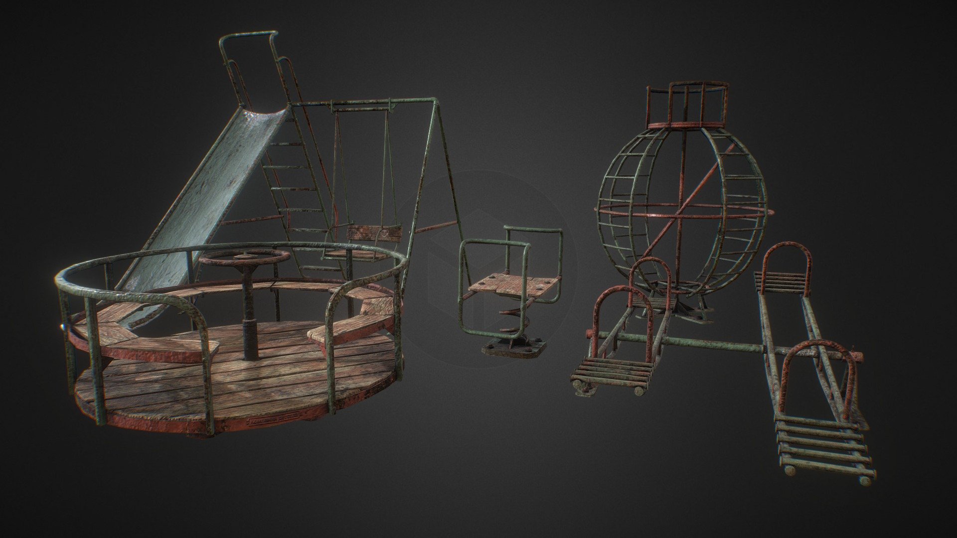 Dystopian Rusted Playground - Asset Pack - Buy Royalty Free 3D model by ...