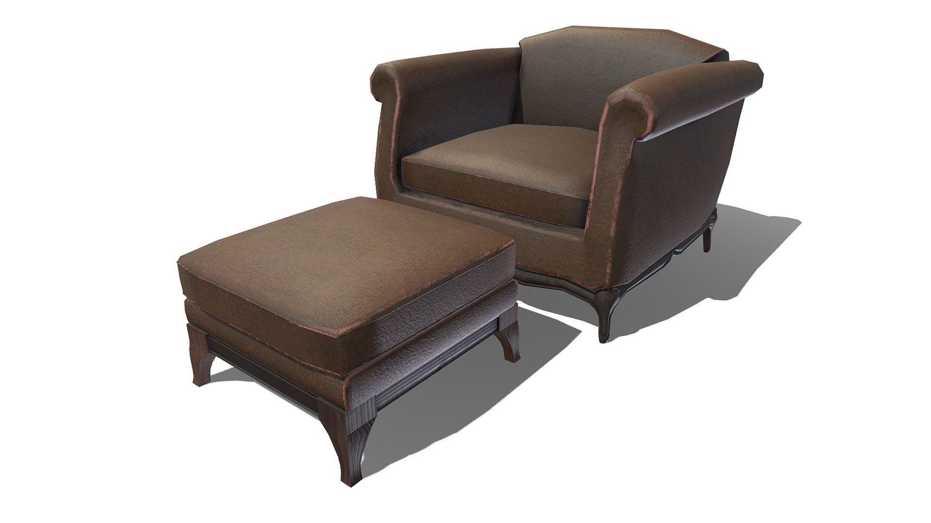 Grand Chair / Armchair & Foot Stool - Buy Royalty Free 3D model by ...