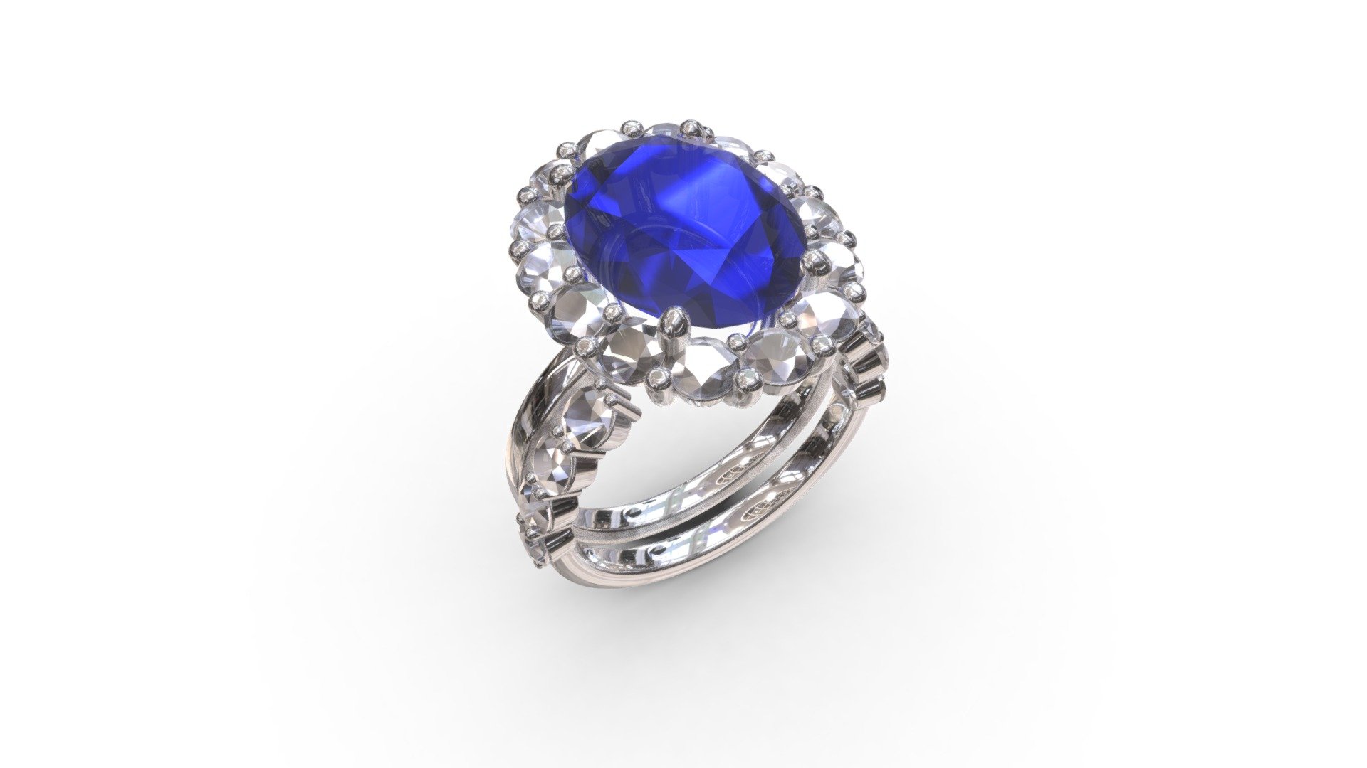 Lady Di Ring with Half Crecent Stone Ring - 3D model by Luis Rocha ...