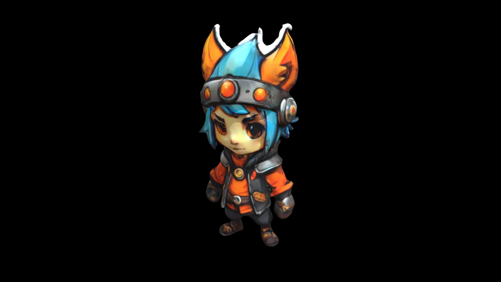 a cartoon character with blue hair and orange - Download Free 3D model ...