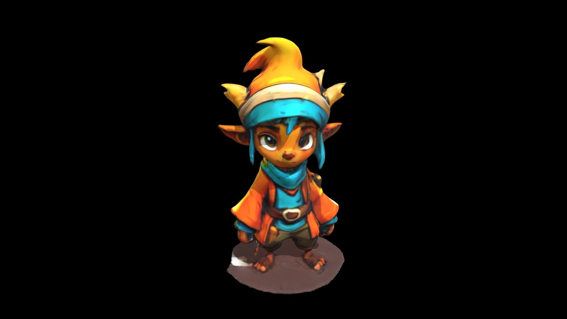a cartoon character with a blue scarf around - Download Free 3D model ...