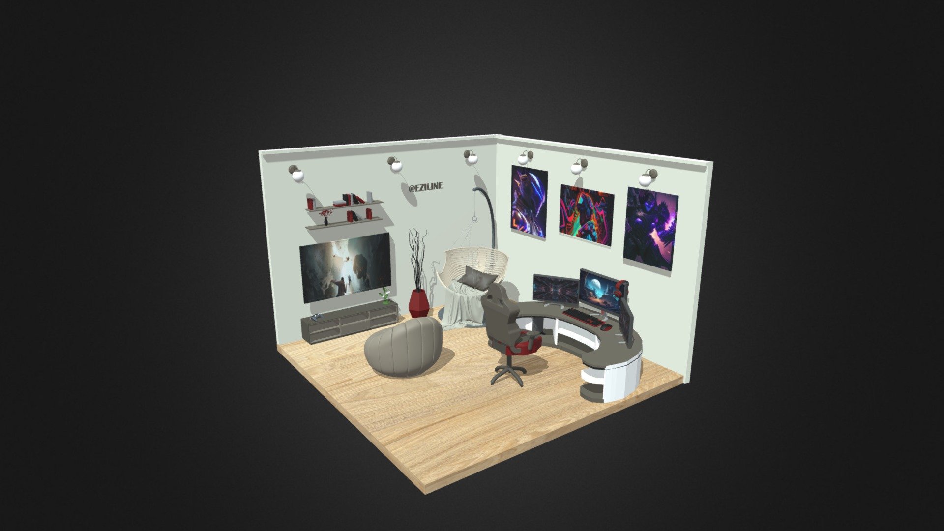 Gaming room - 3D model by ezitechpk [65d2d71] - Sketchfab