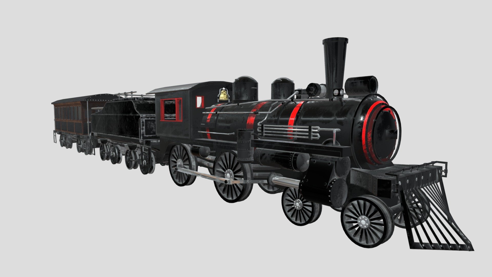 Old Steam Locomotive Train - 3D model by Parnoico [65dbe3f] - Sketchfab