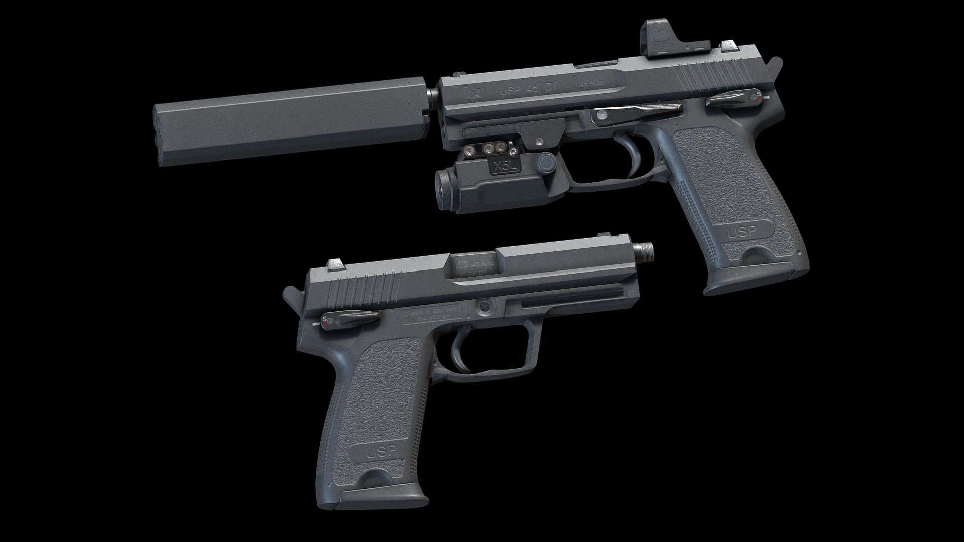 Heckler & Koch USP45 Pistol - 3D model by LordCinn [65df2a7] - Sketchfab