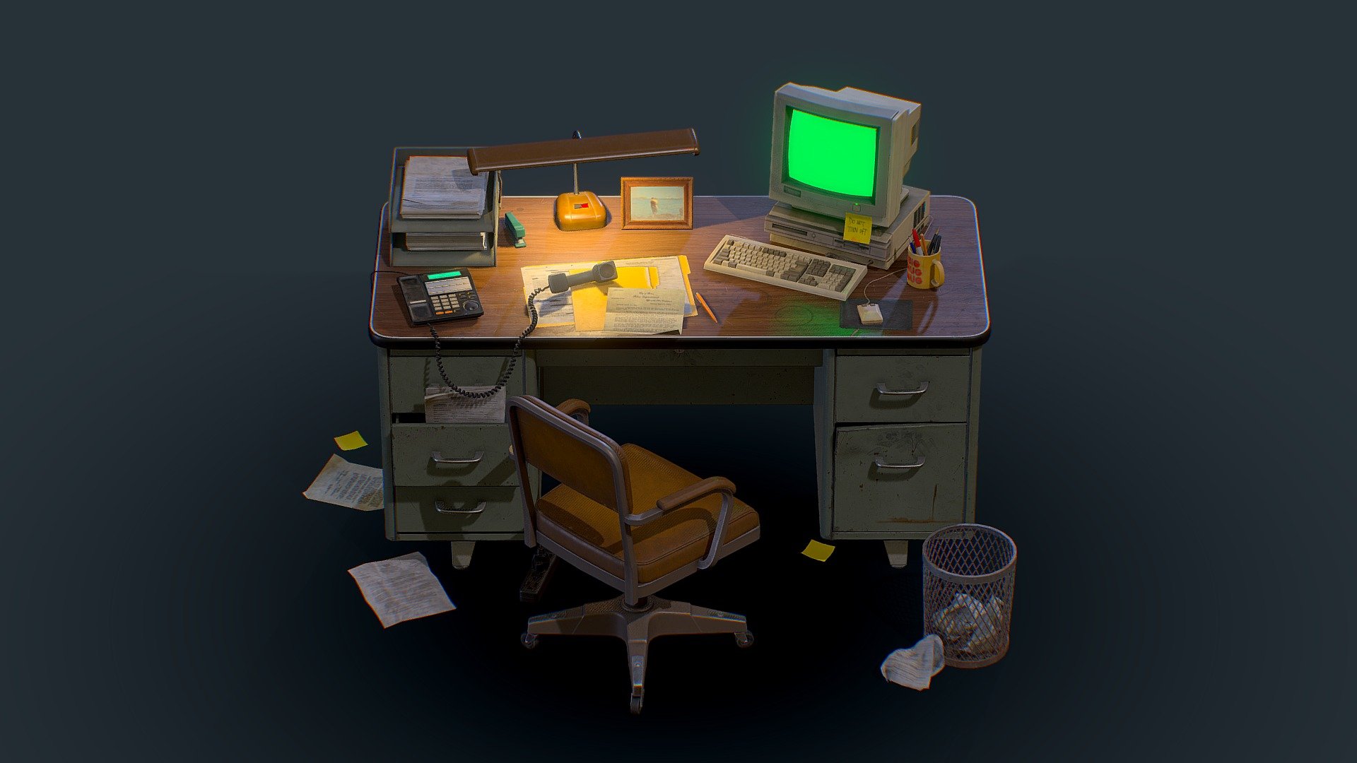 Retro Office Props - 3D model by YJ_ [65e4761] - Sketchfab