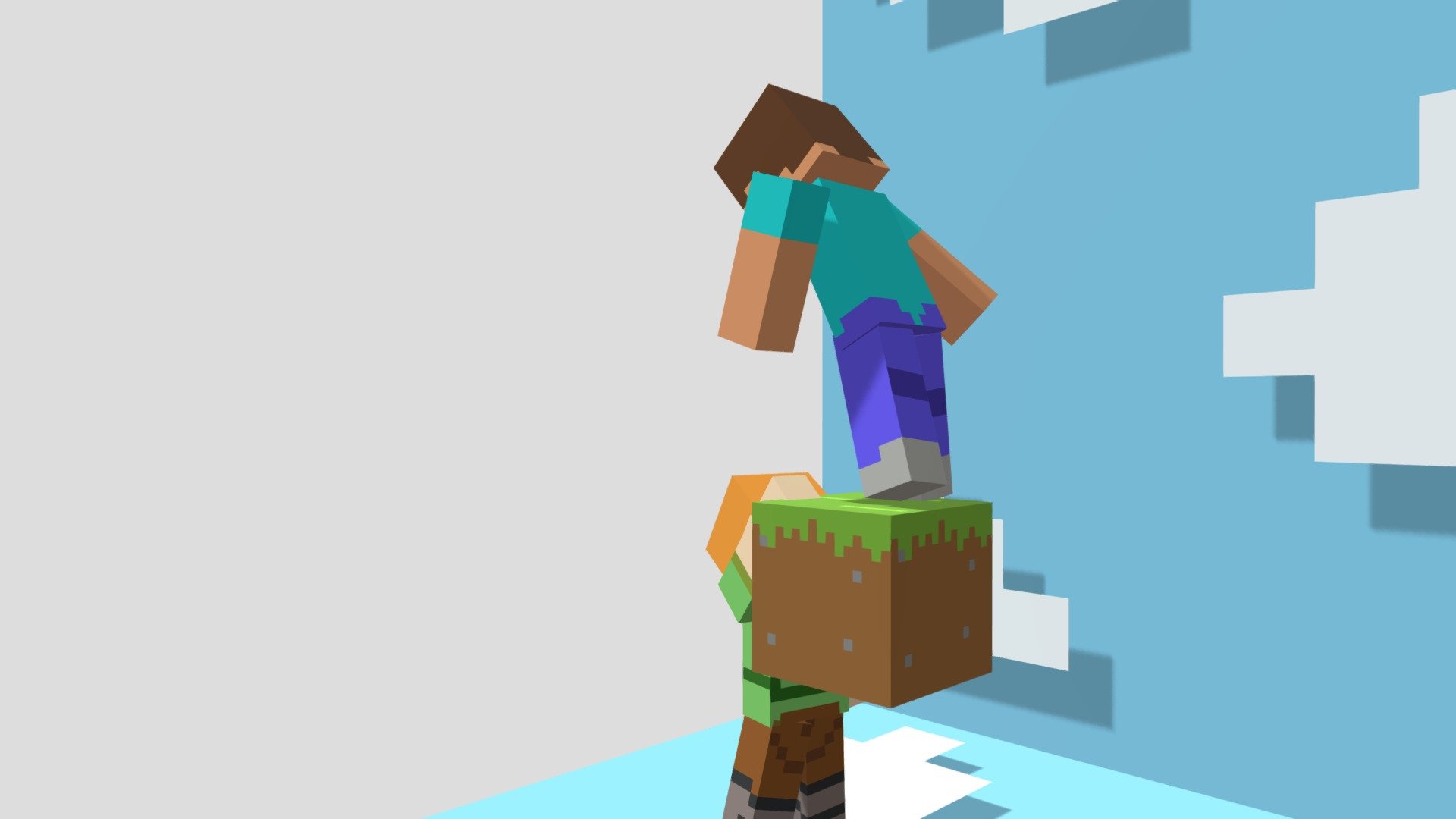 steve and alex skyblock - 3D model by HappyMalware [65f84b9] - Sketchfab