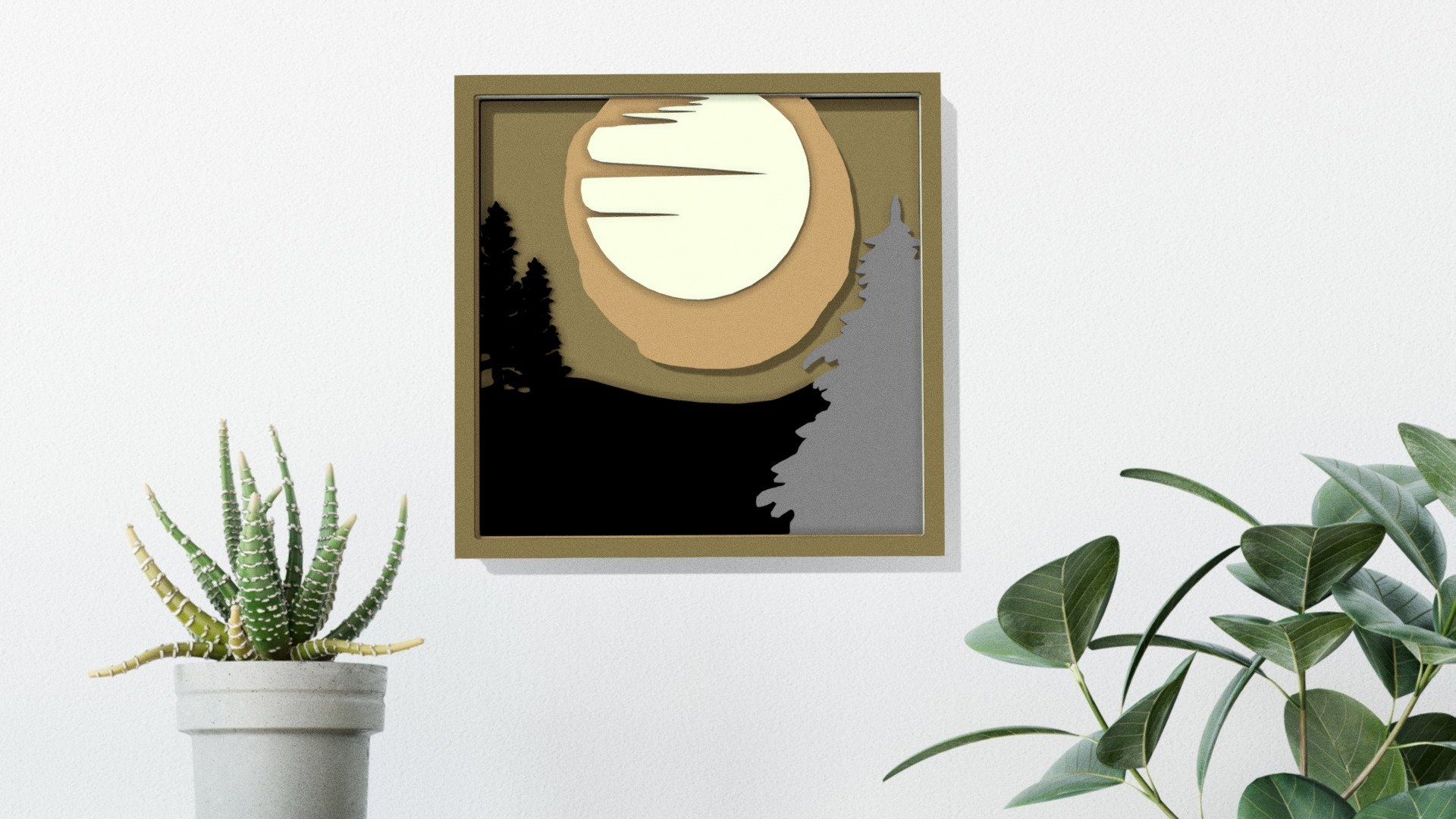 Retro landscape layered cut file - 3D model by Sofsdesigns [66036f8 ...