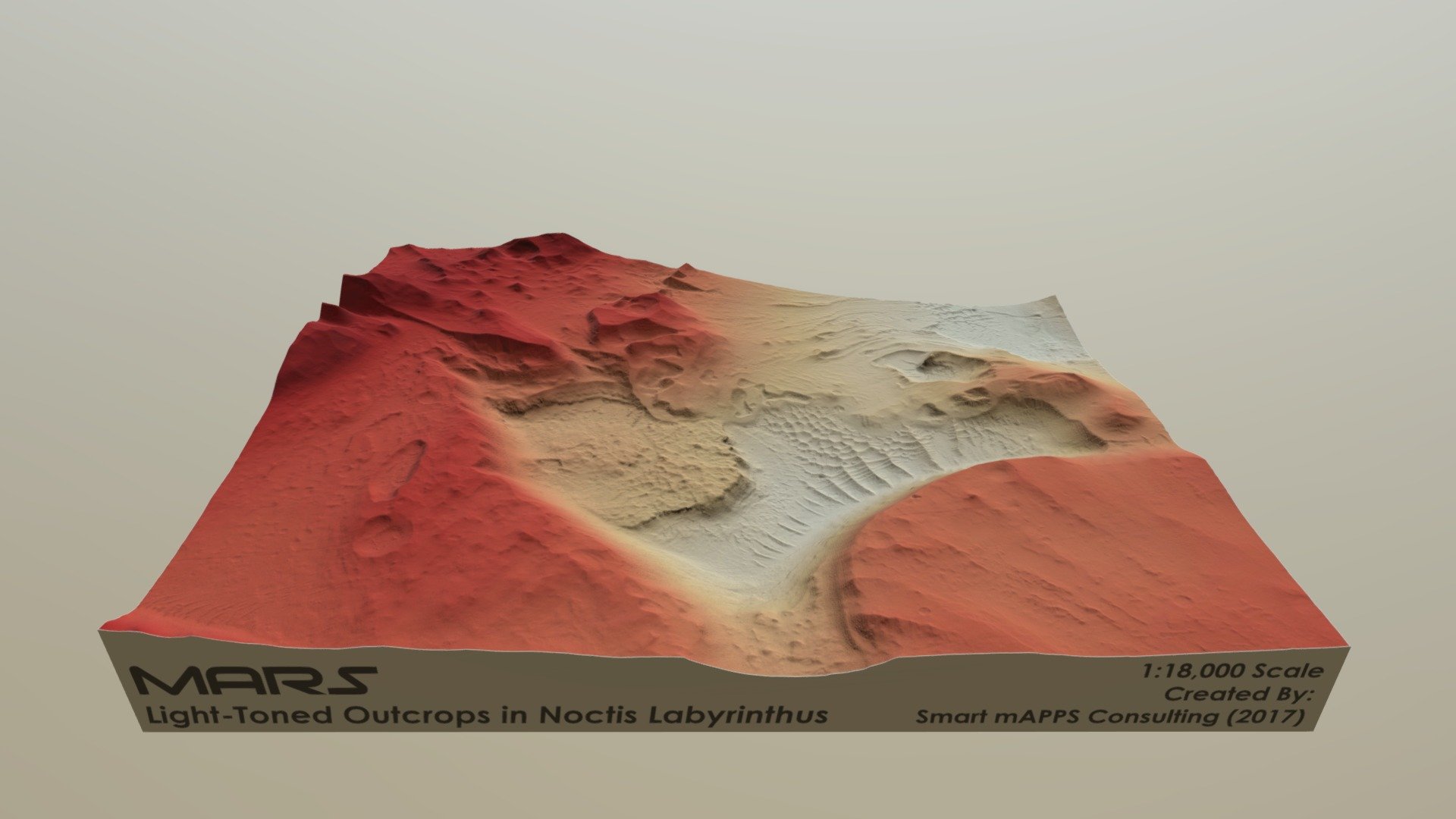 Mars Map: Light Toned Outcrops in False Red - 3D model by smartmAPPS ...