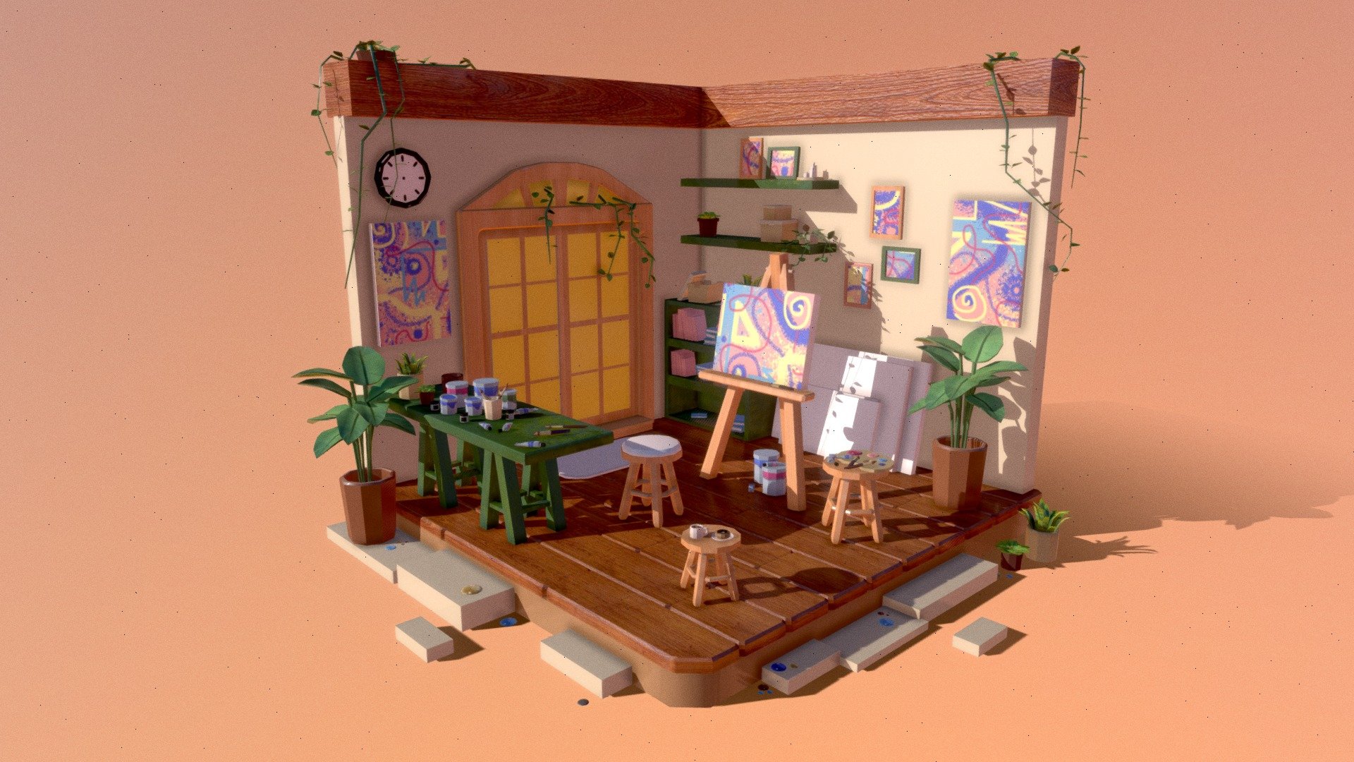 Isometric Interior Art Studio - 3D model by NH_Akbar07 [6635c05 ...