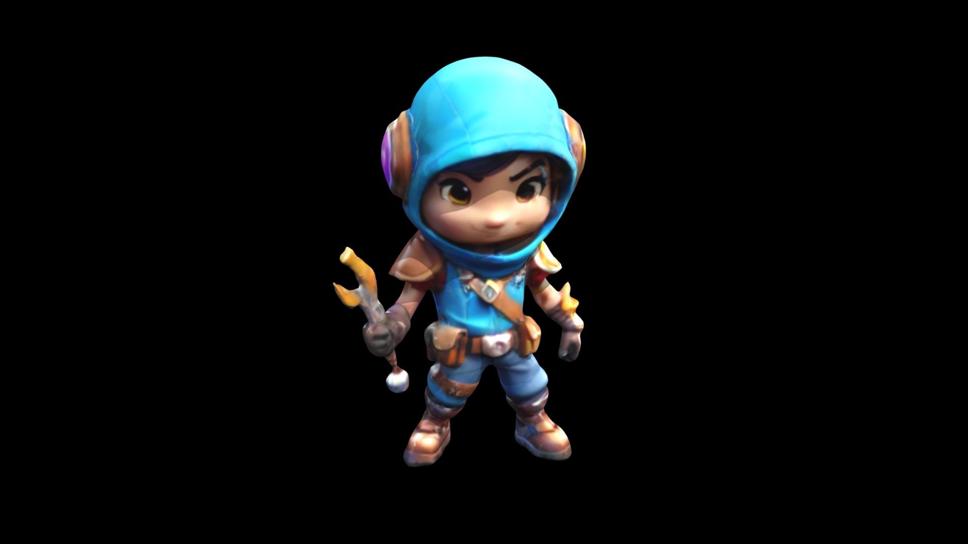 "Melee Fighter with a Blue Robe - Cartoon Charac - Download Free 3D ...