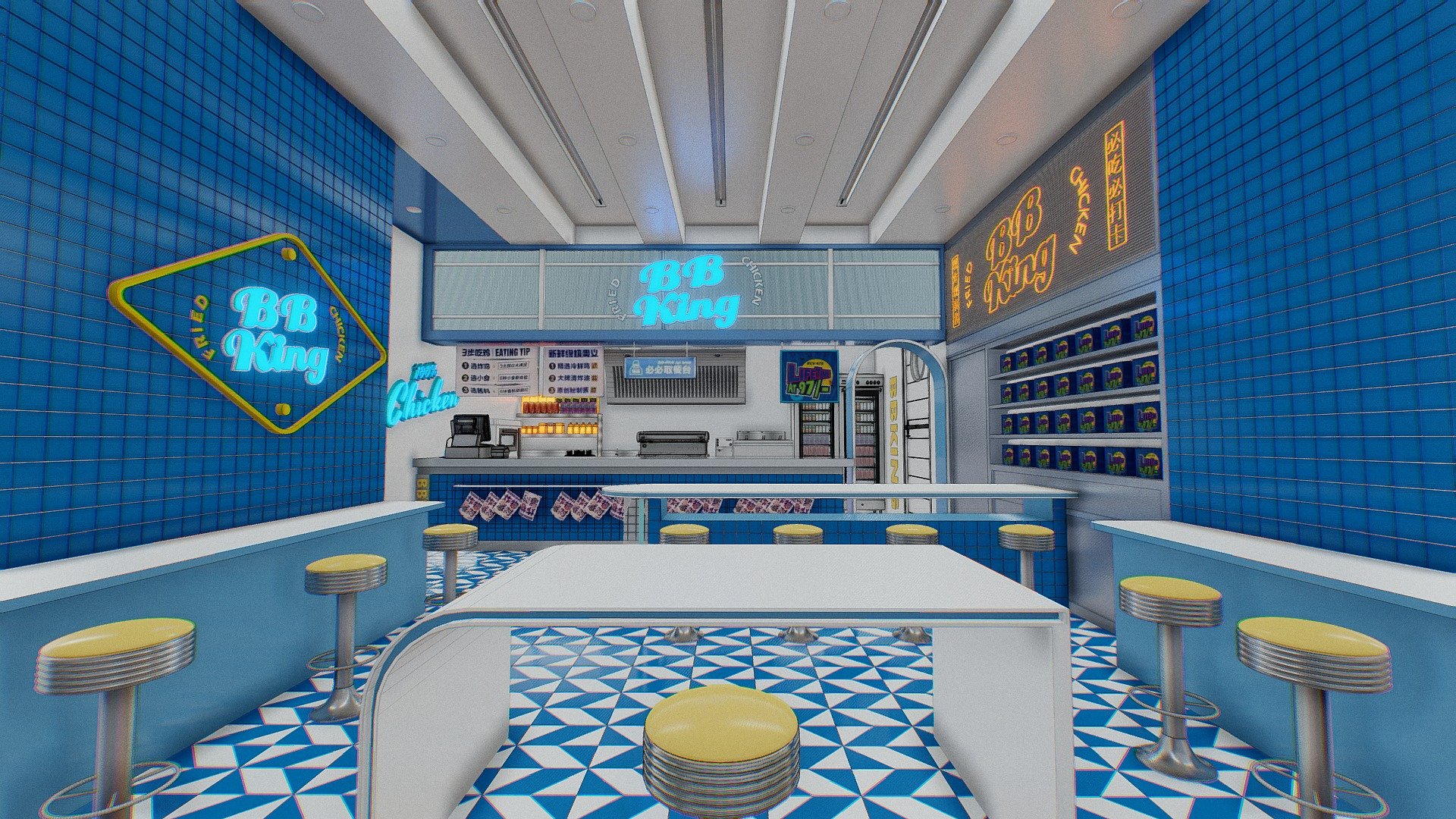 fried chicken shop - Buy Royalty Free 3D model by okotaru (@loaferspore ...