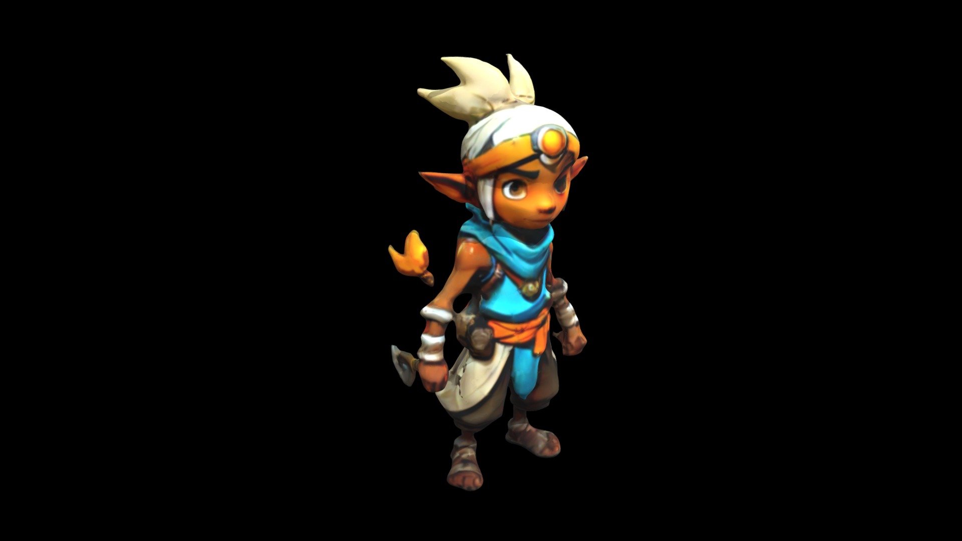 a cartoon character with a torch in his hand - Download Free 3D model ...
