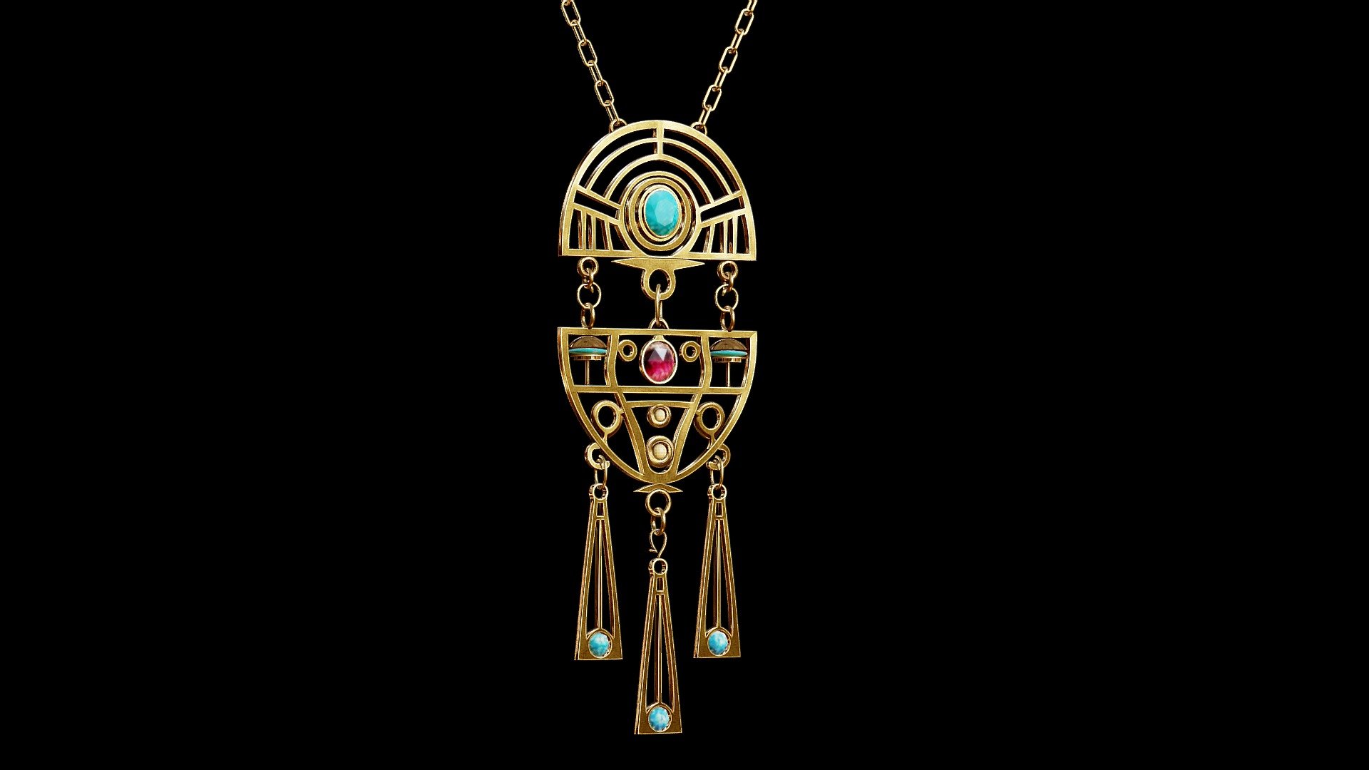 Necklace gold - Download Free 3D model by maximmus (@shah_max) [665b3ad ...