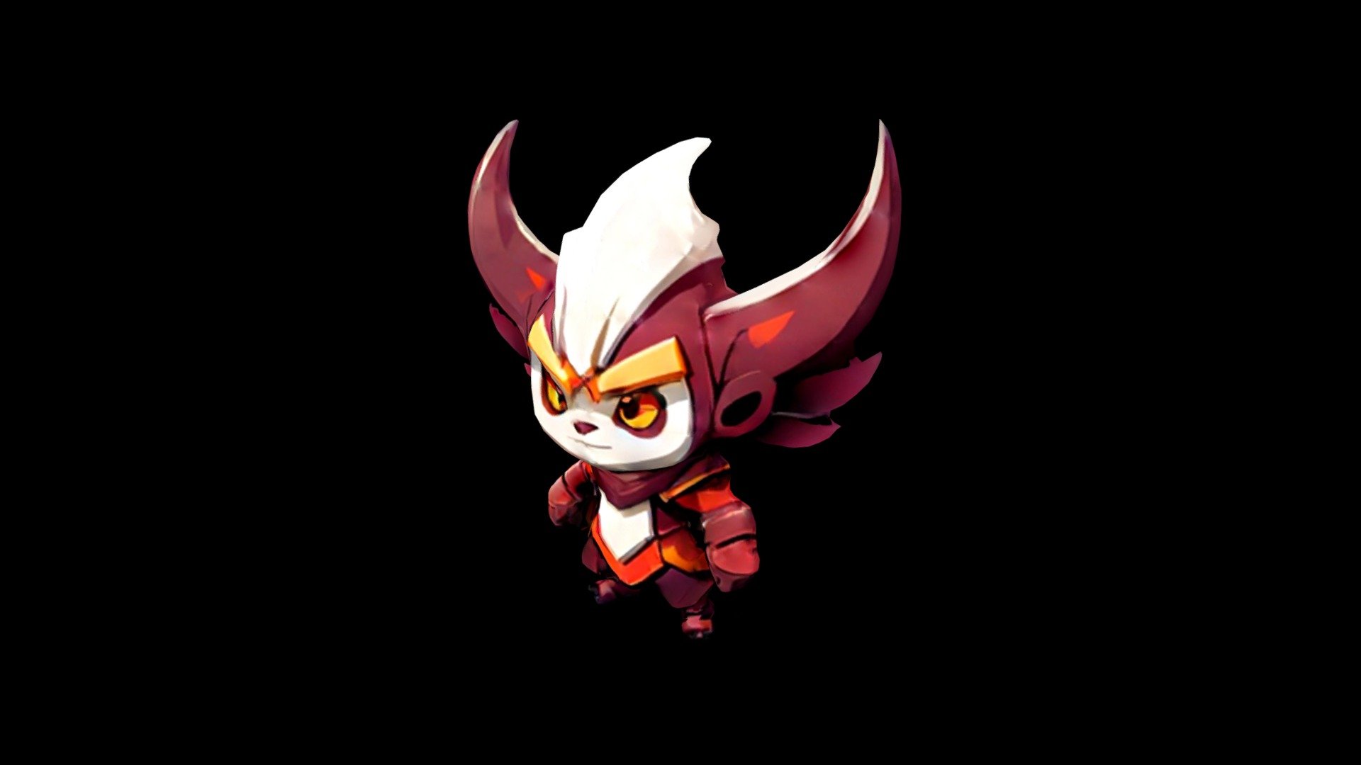 A chibi-style character with white and red armor - Download Free 3D ...