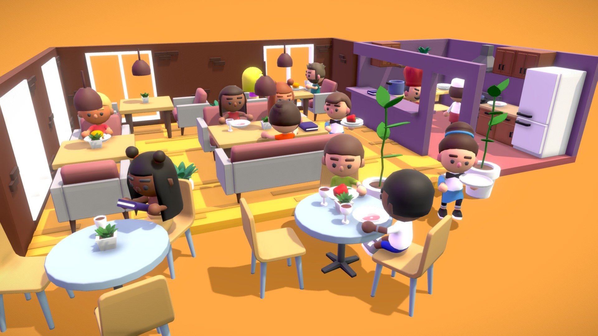 Low Poly characters in a street cafe - 3D model by Zlata Budilova ...