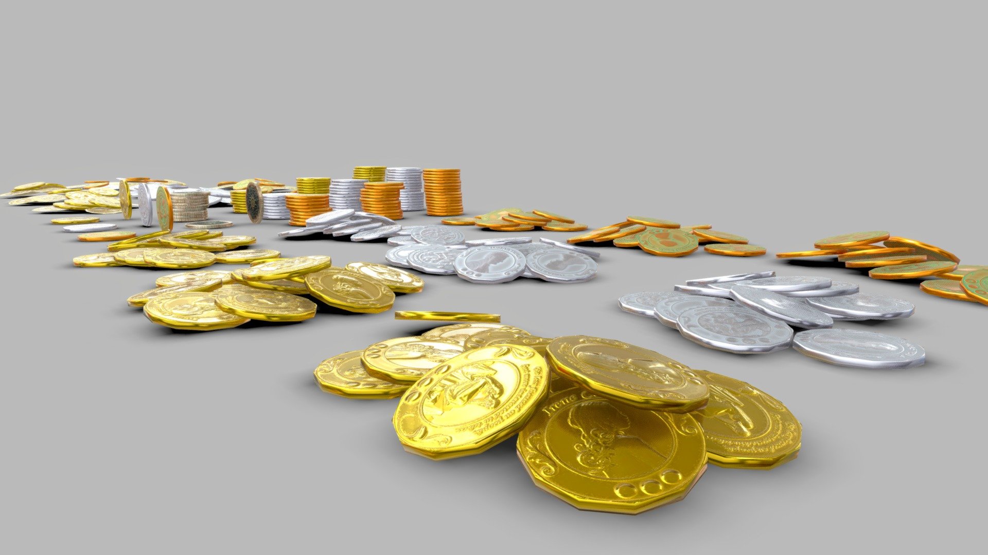 Coins Low Poly - Download Free 3D model by AzTiZ [66929f6] - Sketchfab