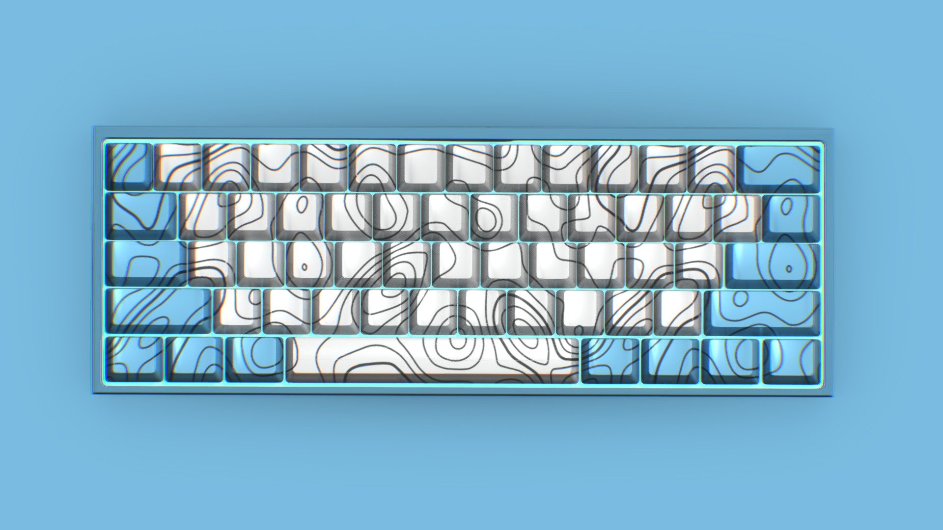 Blue White Wavy Mechanical Keyboard - Download Free 3D model by Rendy K ...